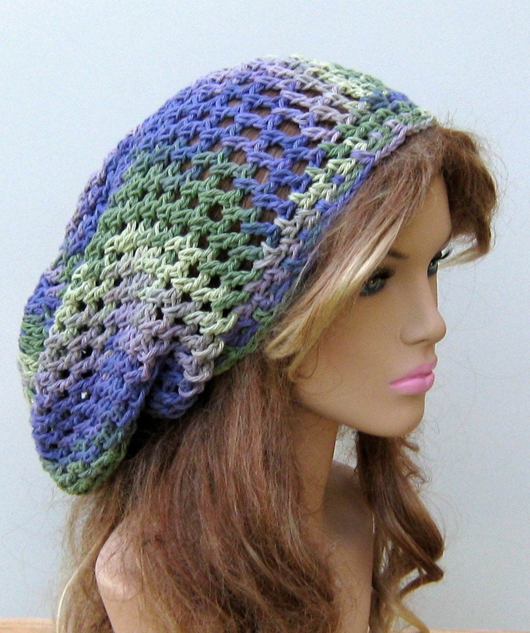 Slouchy Hat, Long Cotton Hippie Sock Dread Tam Slouchy Beanie Hat ...