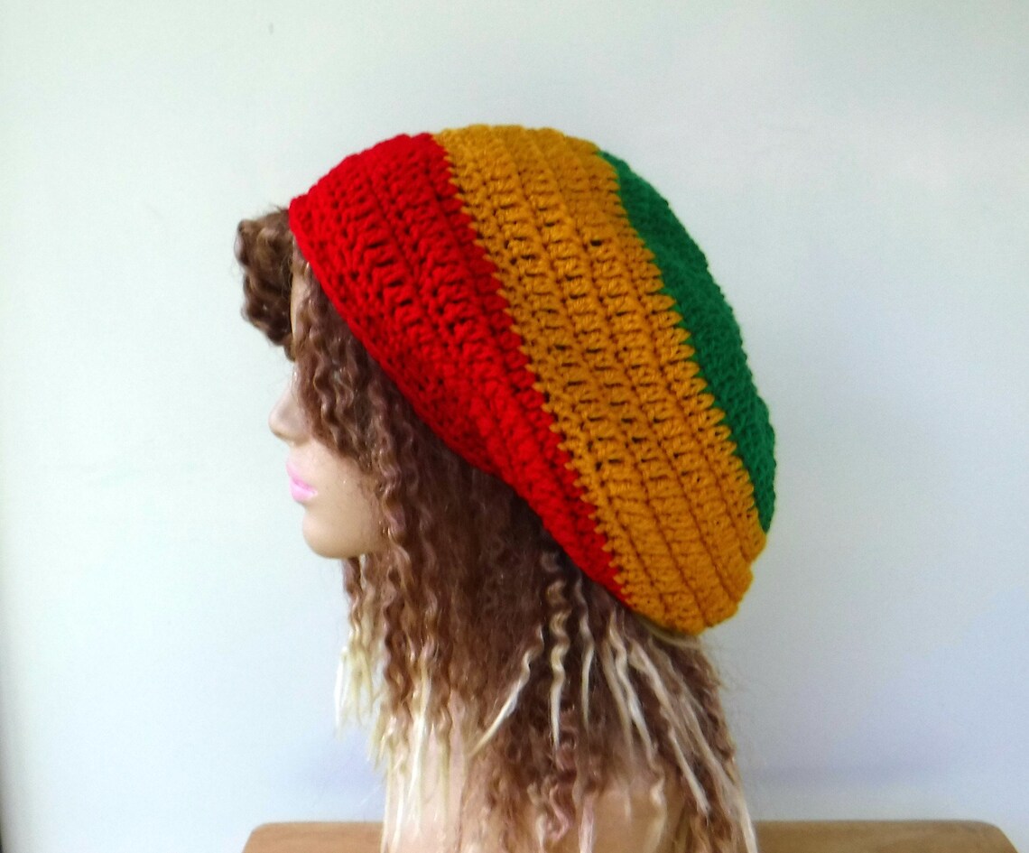 Rasta colors slouchy hat/dreadlocks beanie women men/smaller | Etsy