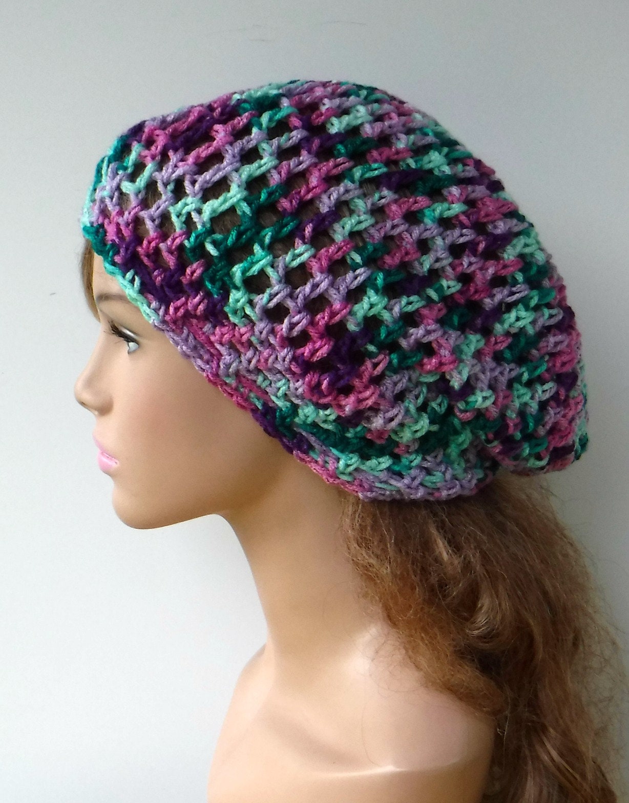Snood Slouchy Beanie/berry Mint Summer Hat/hippie Short Small - Etsy