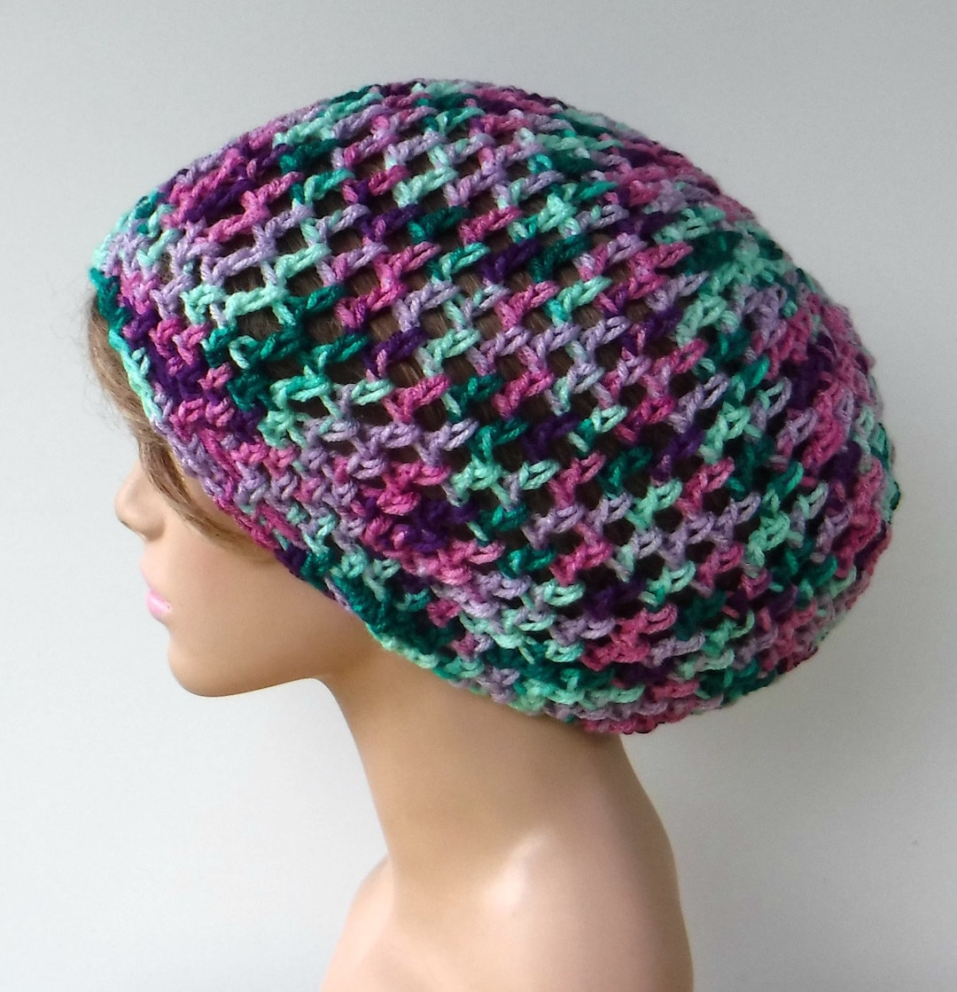 Snood Slouchy Beanie/berry Mint Summer Hat/hippie Short Small Dread ...