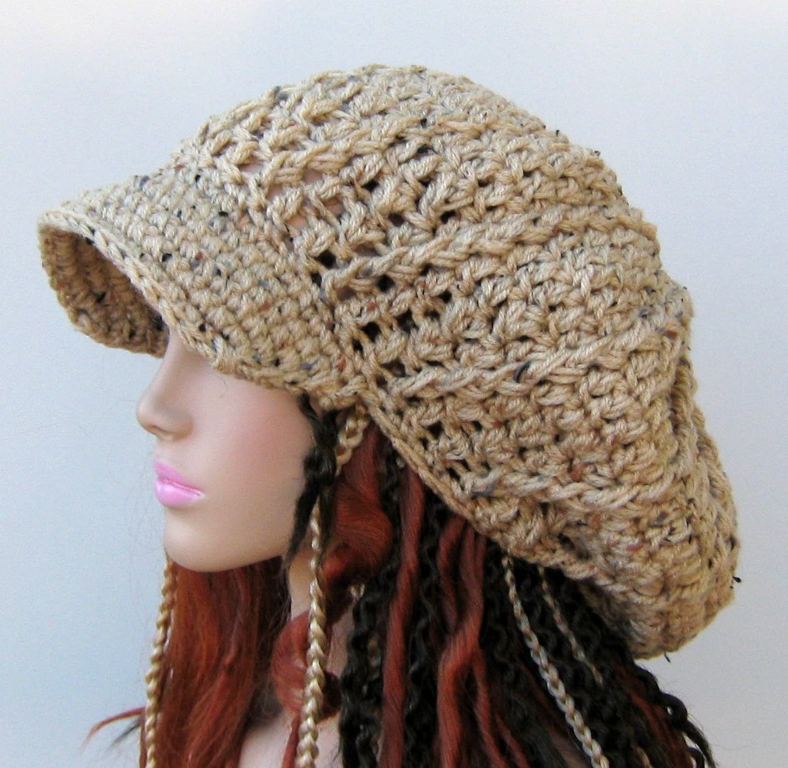 Newsboy Hat Newsboy Cap Large Cap Visor Dread Tam Hat Hippie - Etsy