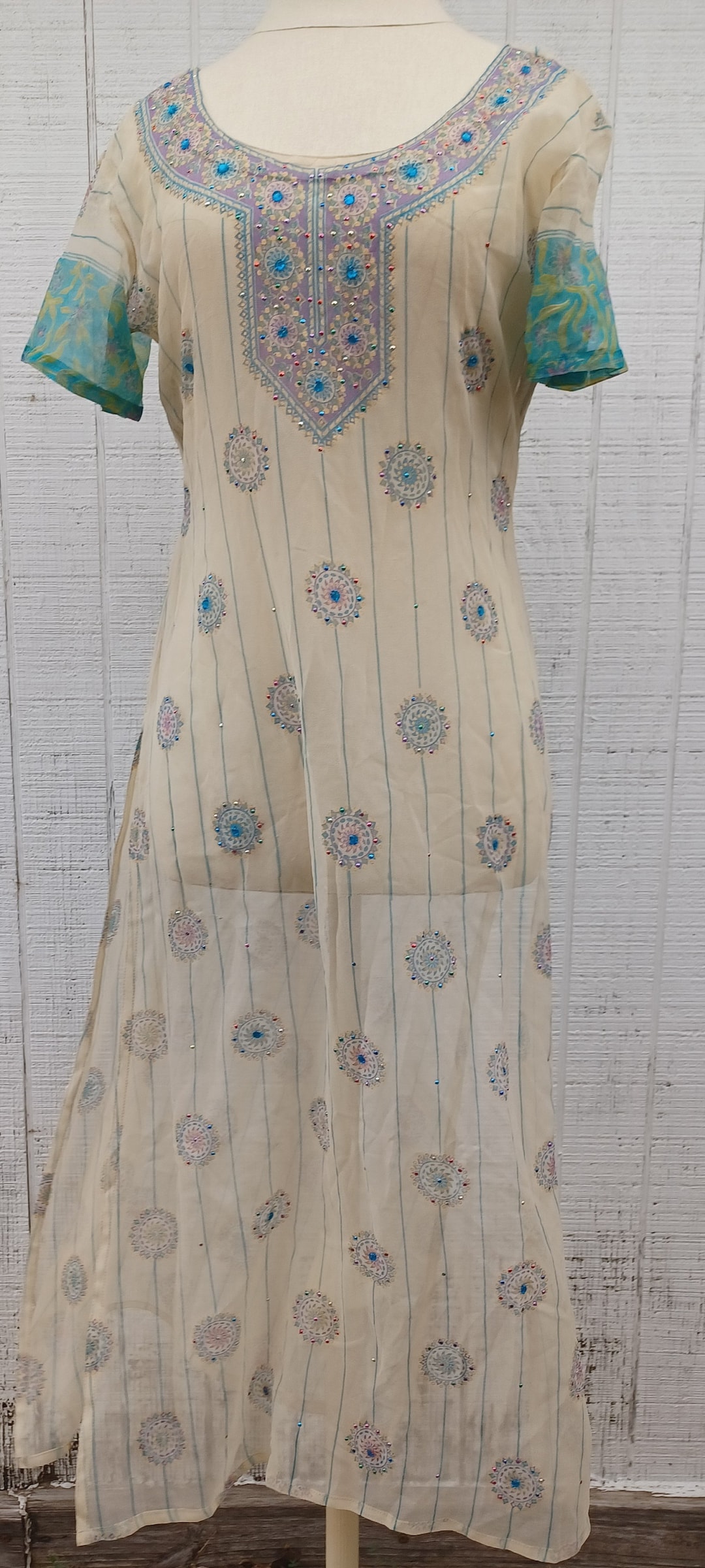 Sheer Indian Vintage Kurta Dress Top Women/kameez Tunic Top/indian ...