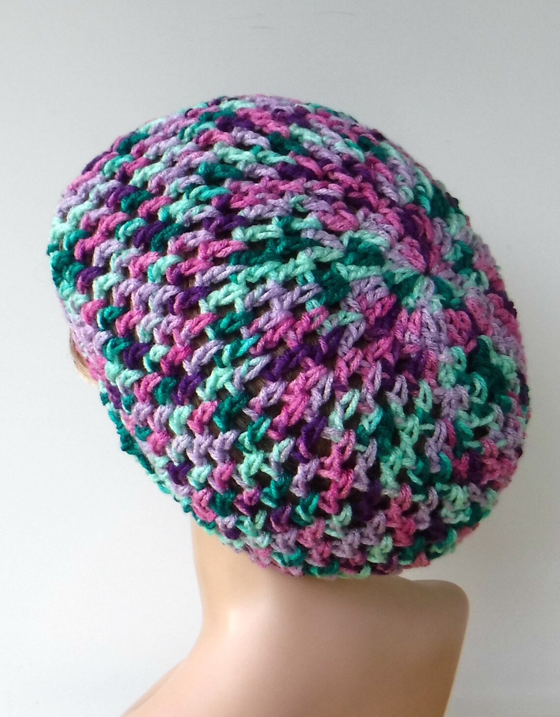 Snood Slouchy Beanie/berry Mint Summer Hat/hippie Short Small Dread ...