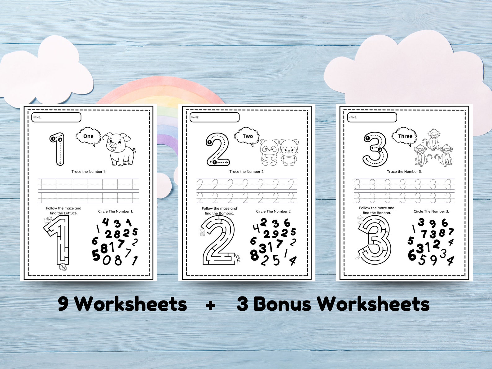 Number Tracing Worksheets for Kids Handwriting Practice for Preschool ...