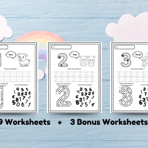Number Tracing Worksheets for Kids Handwriting Practice for Preschool ...