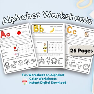26 Uppercase Lowercase Alphabet Worksheet Learn ABC Tracing Worksheet ...