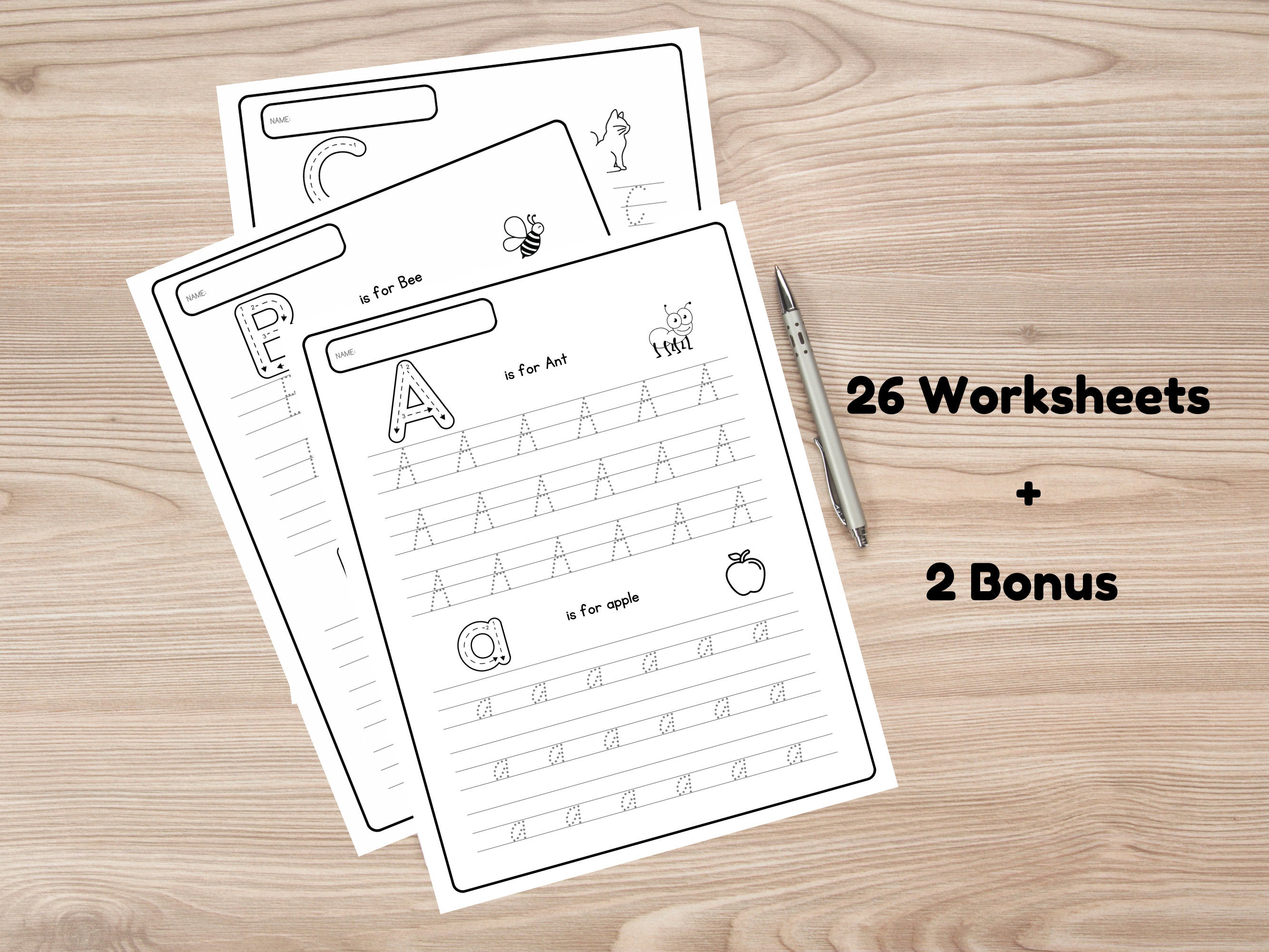 ABC Tracing Practice Printable Alphabet Worksheet Kindergarten ...