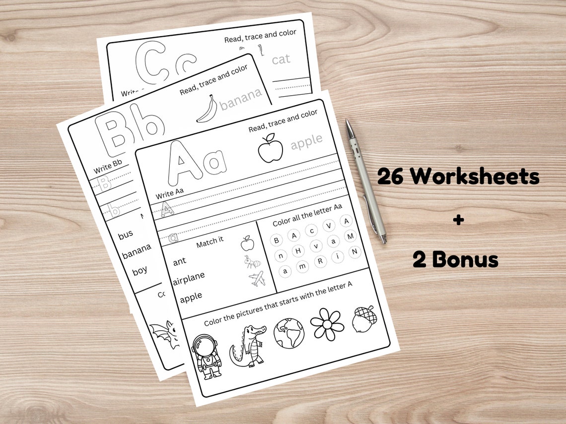 Uppercase Alphabet Tracing Practice Worksheet Letter Tracing ...