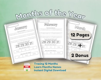 12 Months of the Year Worksheets Printable Months Tracing Worksheets ...