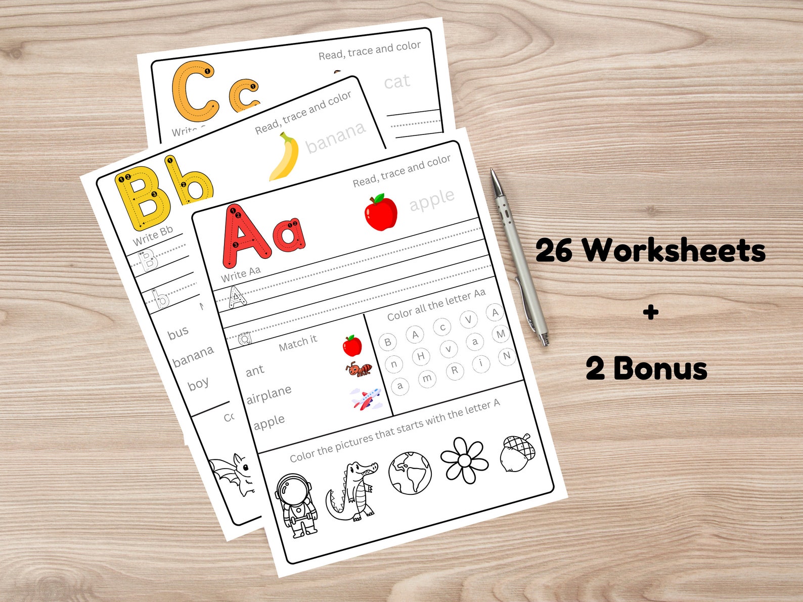 26 Uppercase Lowercase Alphabet Worksheet Learn ABC Tracing Worksheet ...