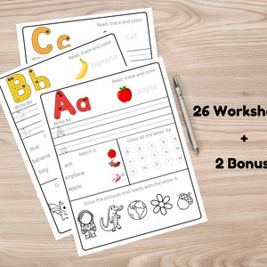 26 Uppercase Lowercase Alphabet Worksheet Learn ABC Tracing Worksheet ...