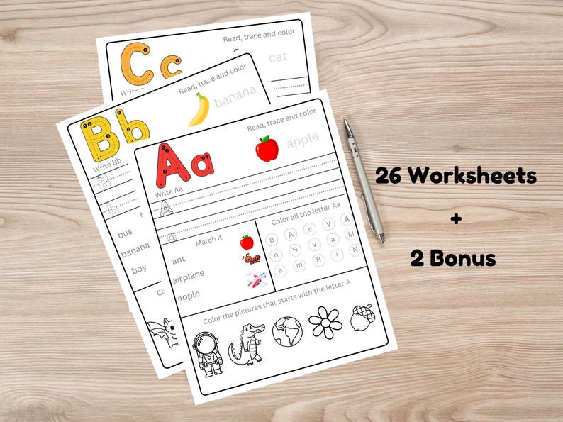 26 Uppercase Lowercase Alphabet Worksheet Learn ABC Tracing Worksheet ...