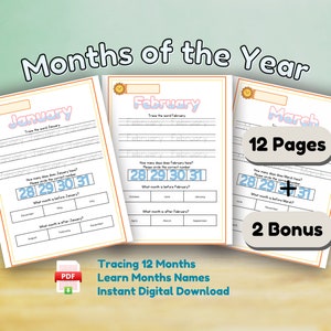 12 Months of the Year Worksheets Printable Months Tracing Worksheets ...