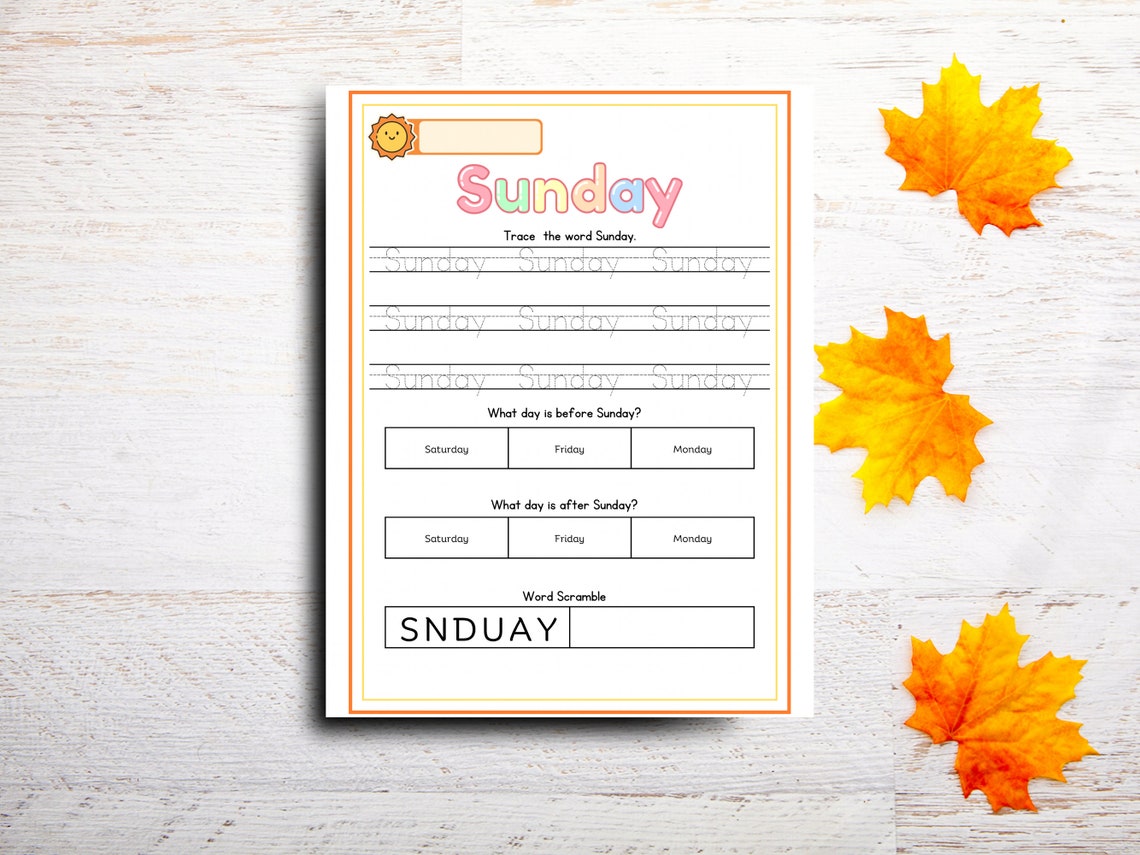 7 Days of the Week Tracing Worksheet Handwriting Practice 7 Days of the ...