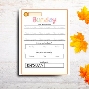 7 Days of the Week Tracing Worksheet Handwriting Practice 7 Days of the ...
