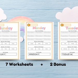 7 Days of the Week Tracing Worksheet Handwriting Practice 7 Days of the ...