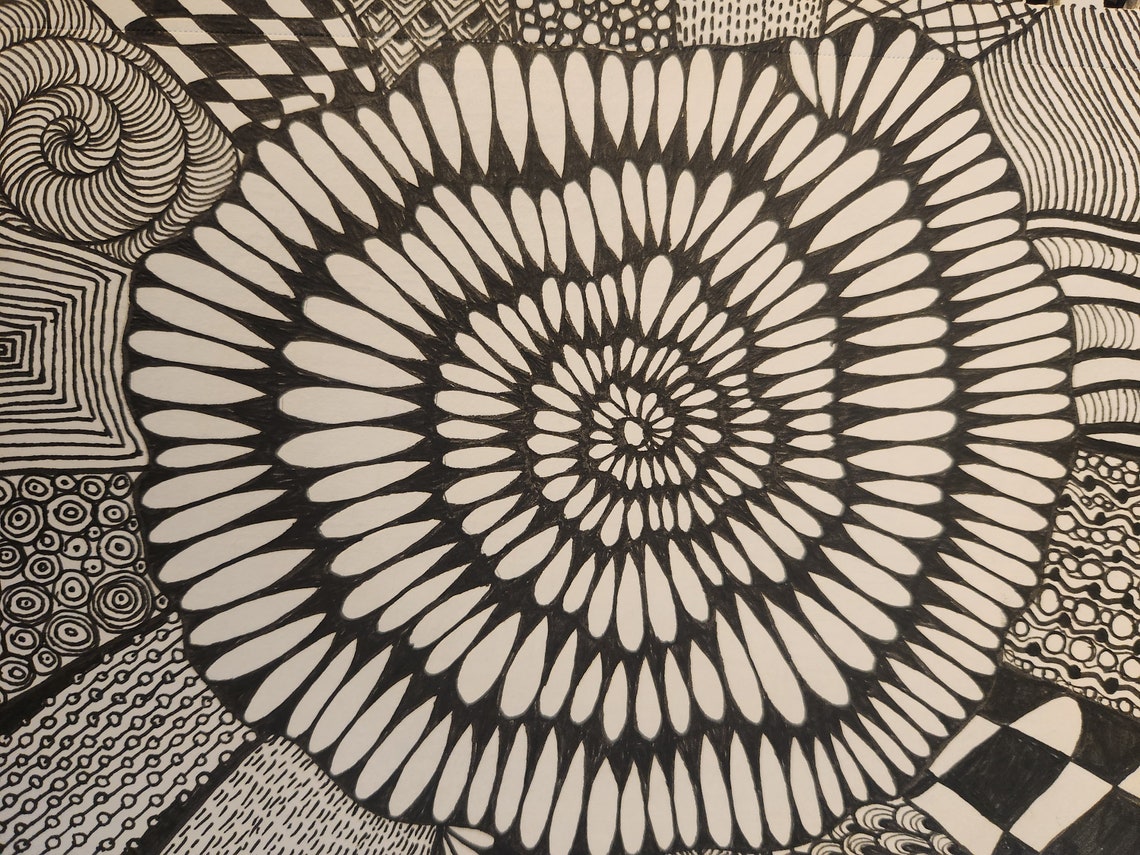 Zantangle Circle- Ink Drawing - Etsy
