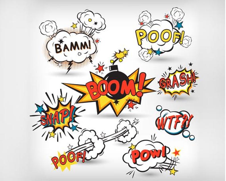 POP ART Clipart, Retro Pop Art Bundle, Comic Book, Old Buble Text ...