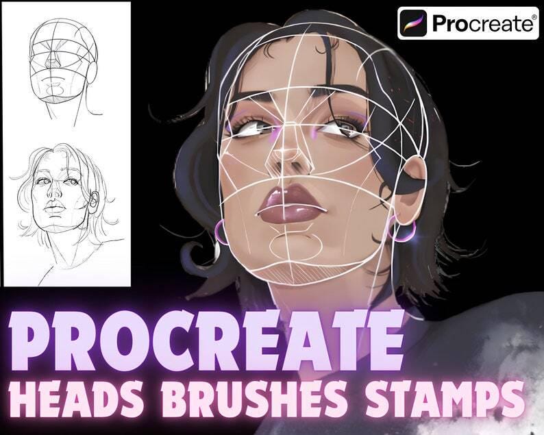 Head Brushes & Stamps for Procreate, Procreate Head Guide Brushes ...