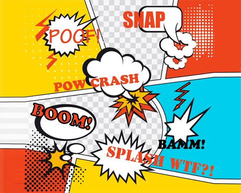 POP ART Clipart, Retro Pop Art Bundle, Comic Book, Old Buble Text ...