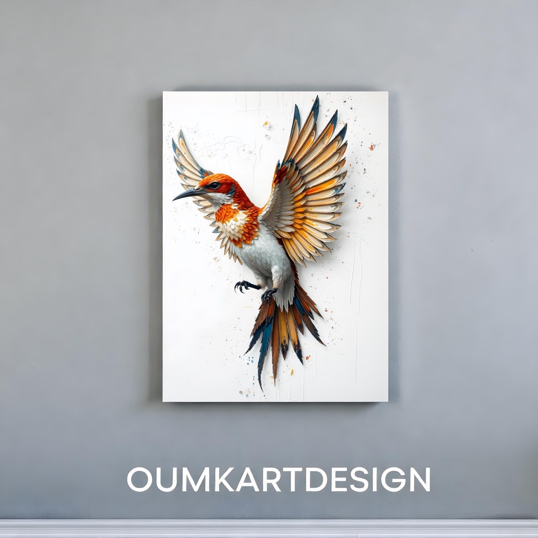 Parametric Effect Design Bird Wall Art - Stunning Bird Painting Print ...