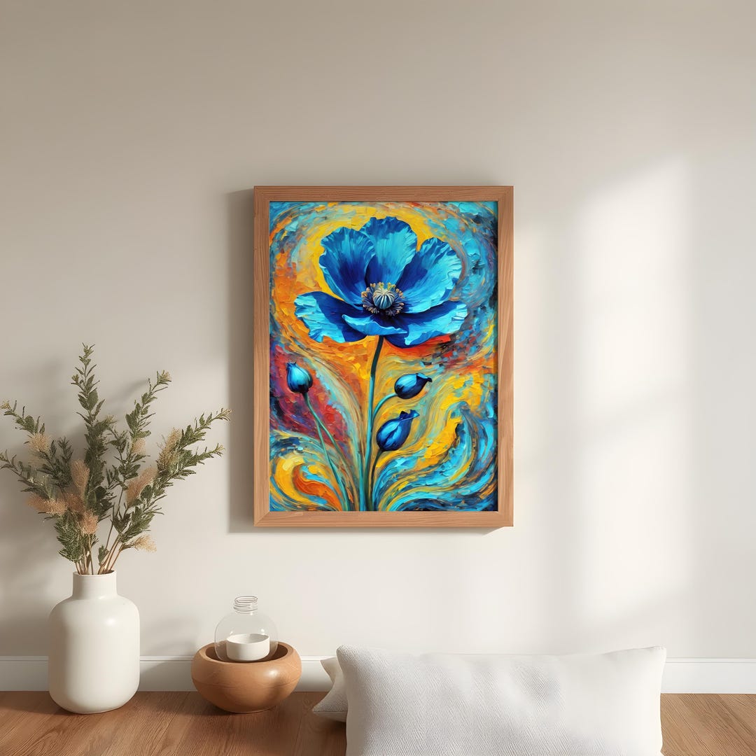 Blue Poppy Art Print | Rare Flowers Botanical Wall Decor | Colorful ...