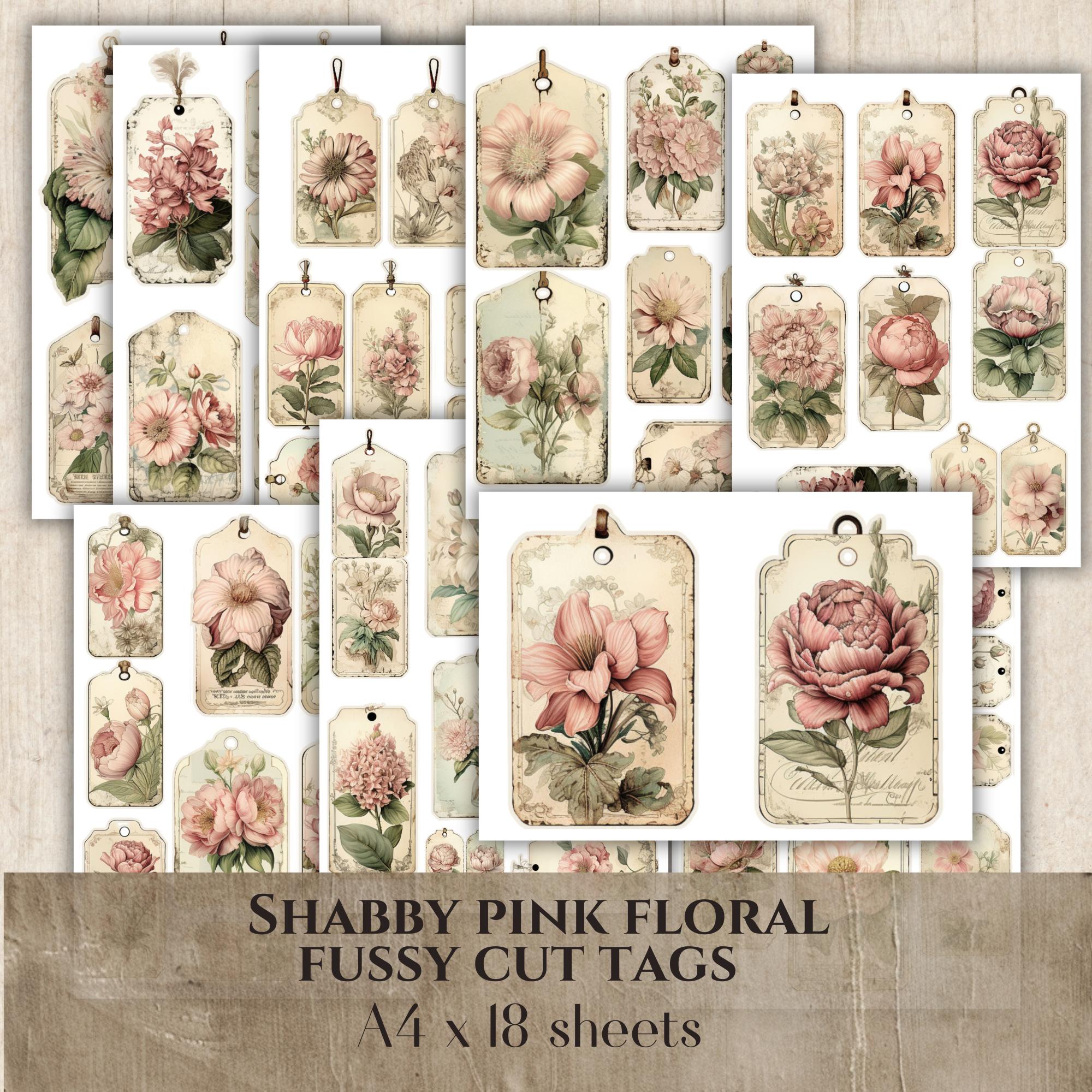 Shabby Pink Fussy Cut Tags, Digital Download Tags, Printables ...