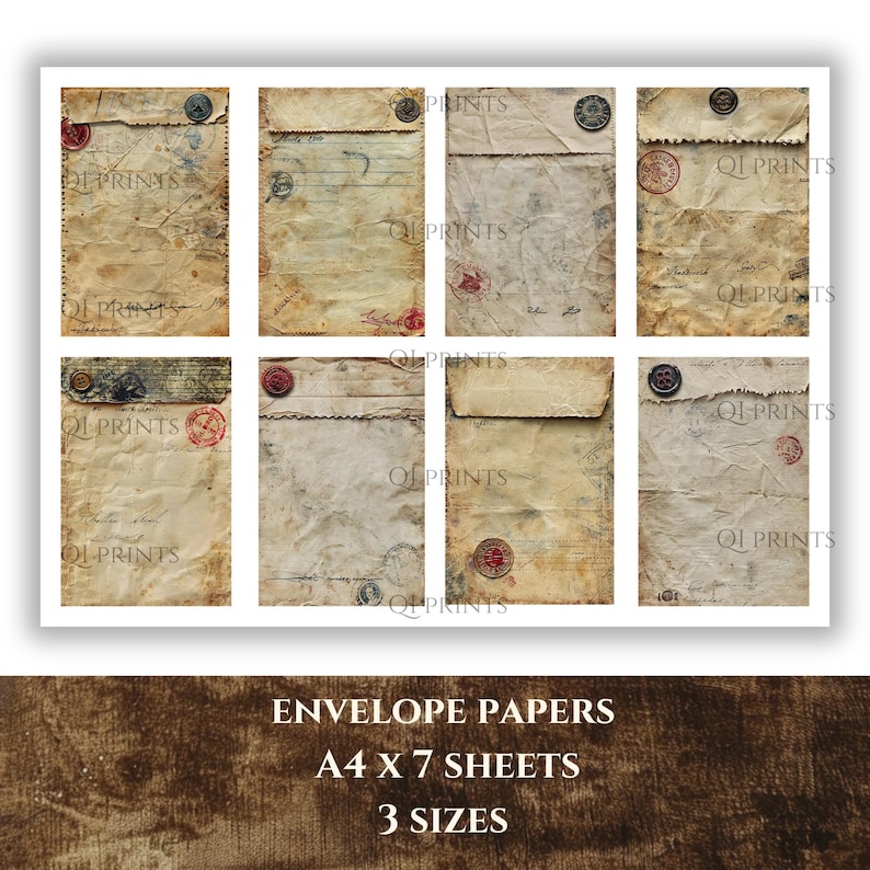 Envelope Digital Papers, Vintage Envelope Papers, Retro Digital Papers ...