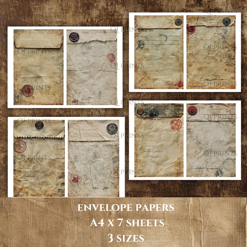 Vintage Envelope Digital Paper, Junk Journal Ephemera (digital Download ...