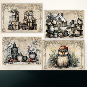 Christmas Digital Papers, Grey Christmas Prints, Instant Digital ...