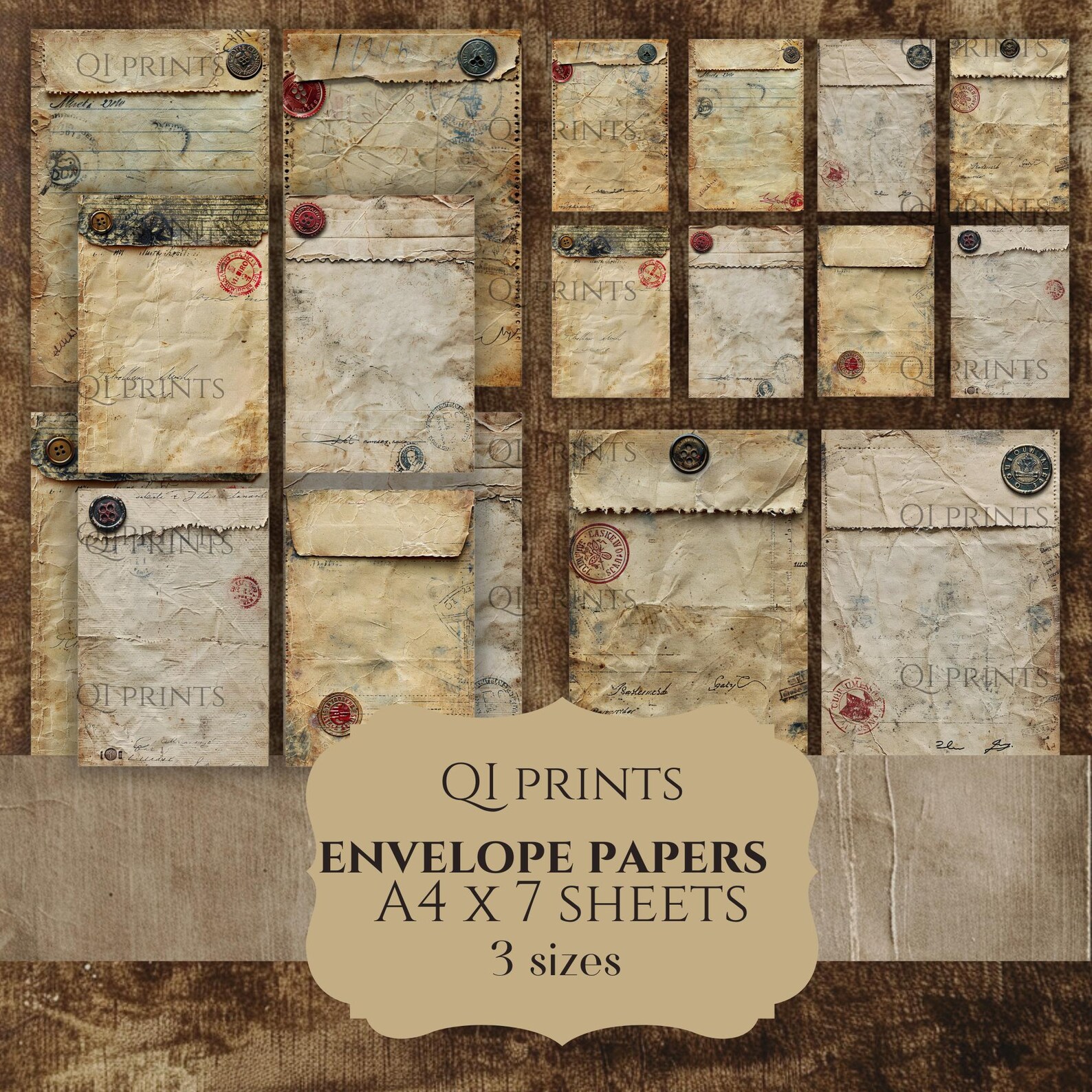 Envelope Digital Papers, Vintage Envelope Papers, Retro Digital Papers ...