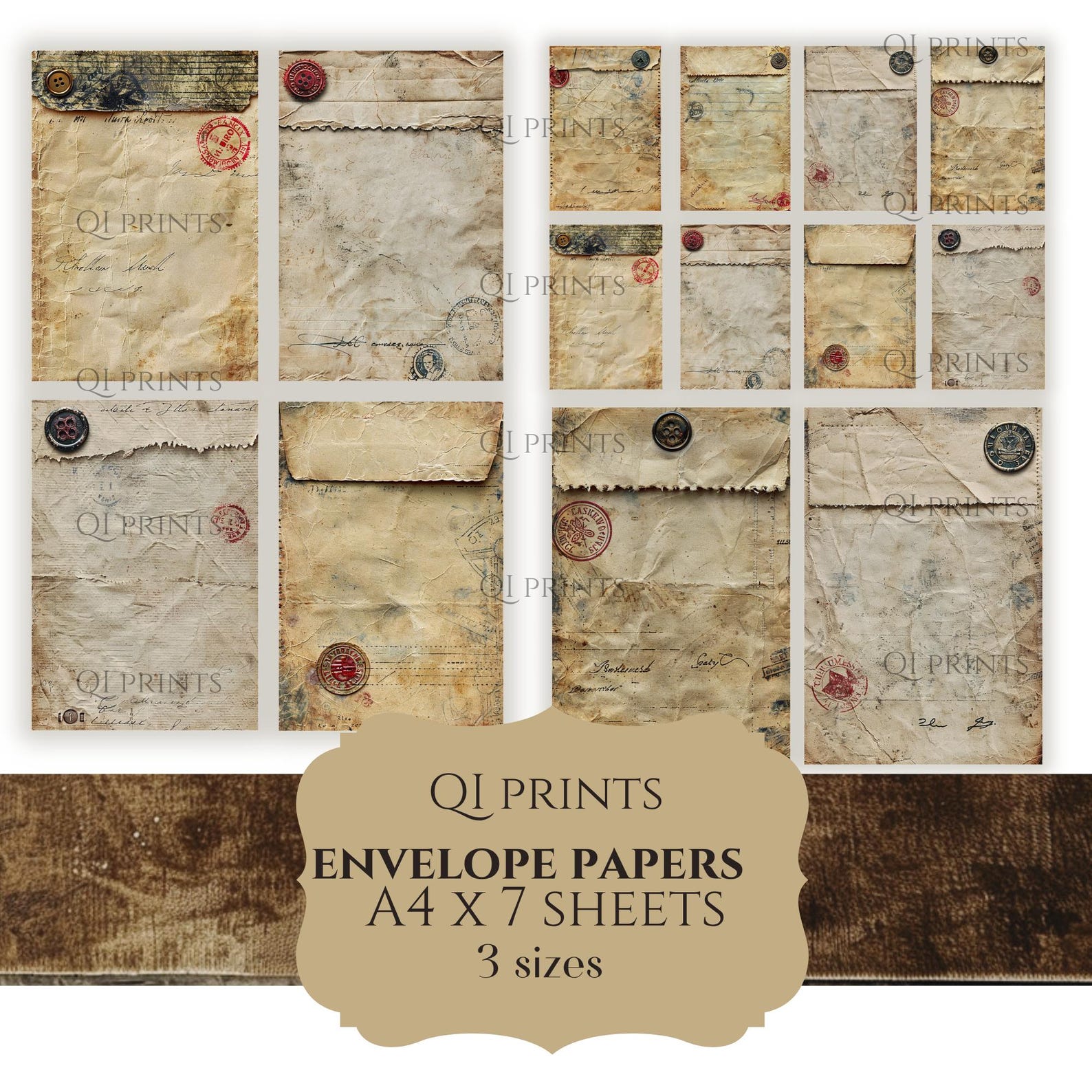 Vintage Envelope Digital Paper, Junk Journal Ephemera (digital Download ...