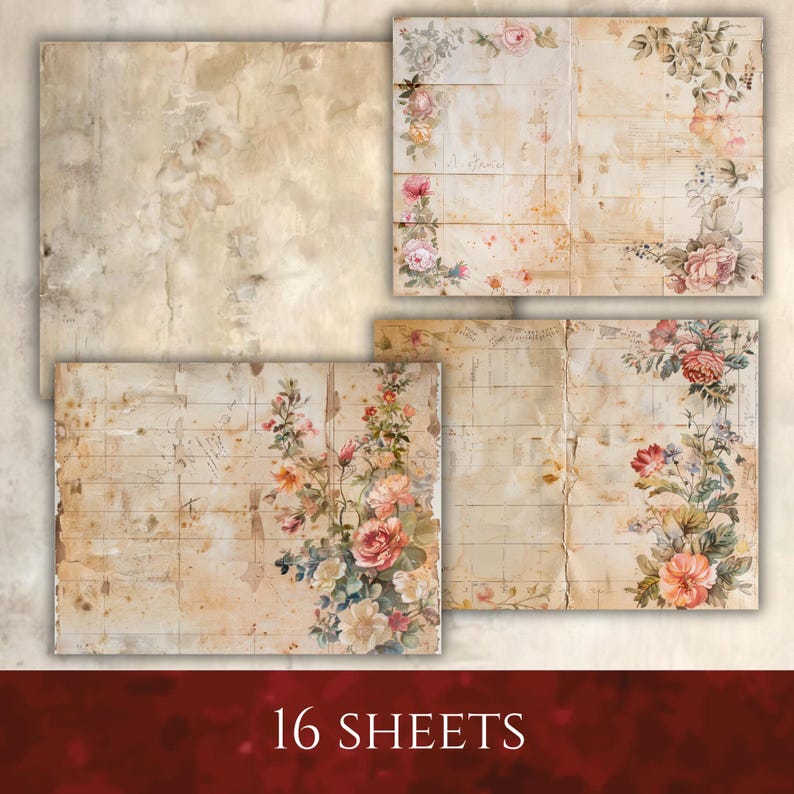 Floral Vintage Digital Papers, Digital Downloads, Autumn Digital Papers ...