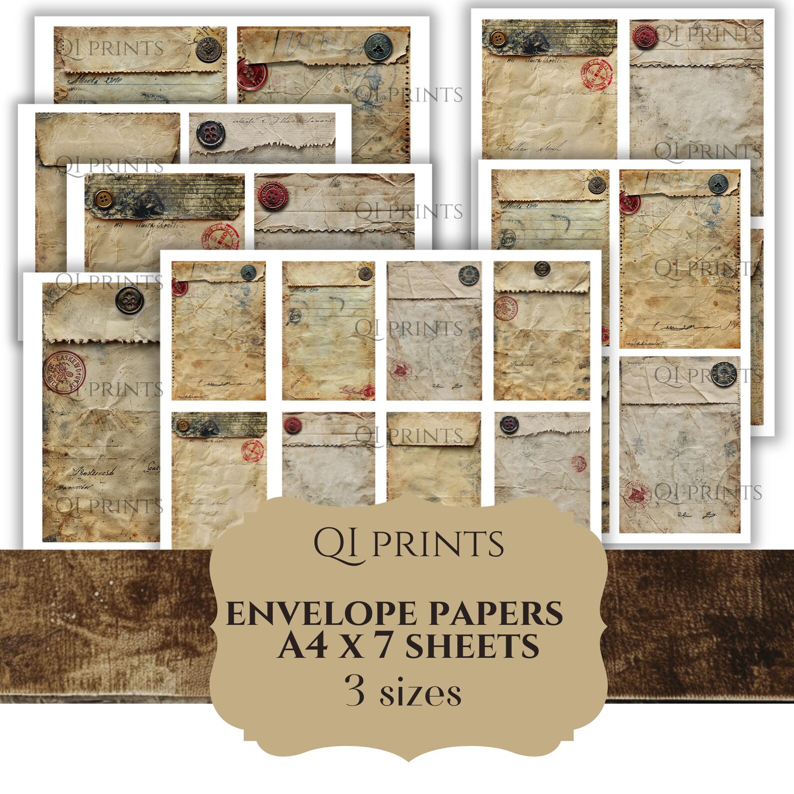 Envelope Digital Papers, Vintage Envelope Papers, Retro Digital Papers ...