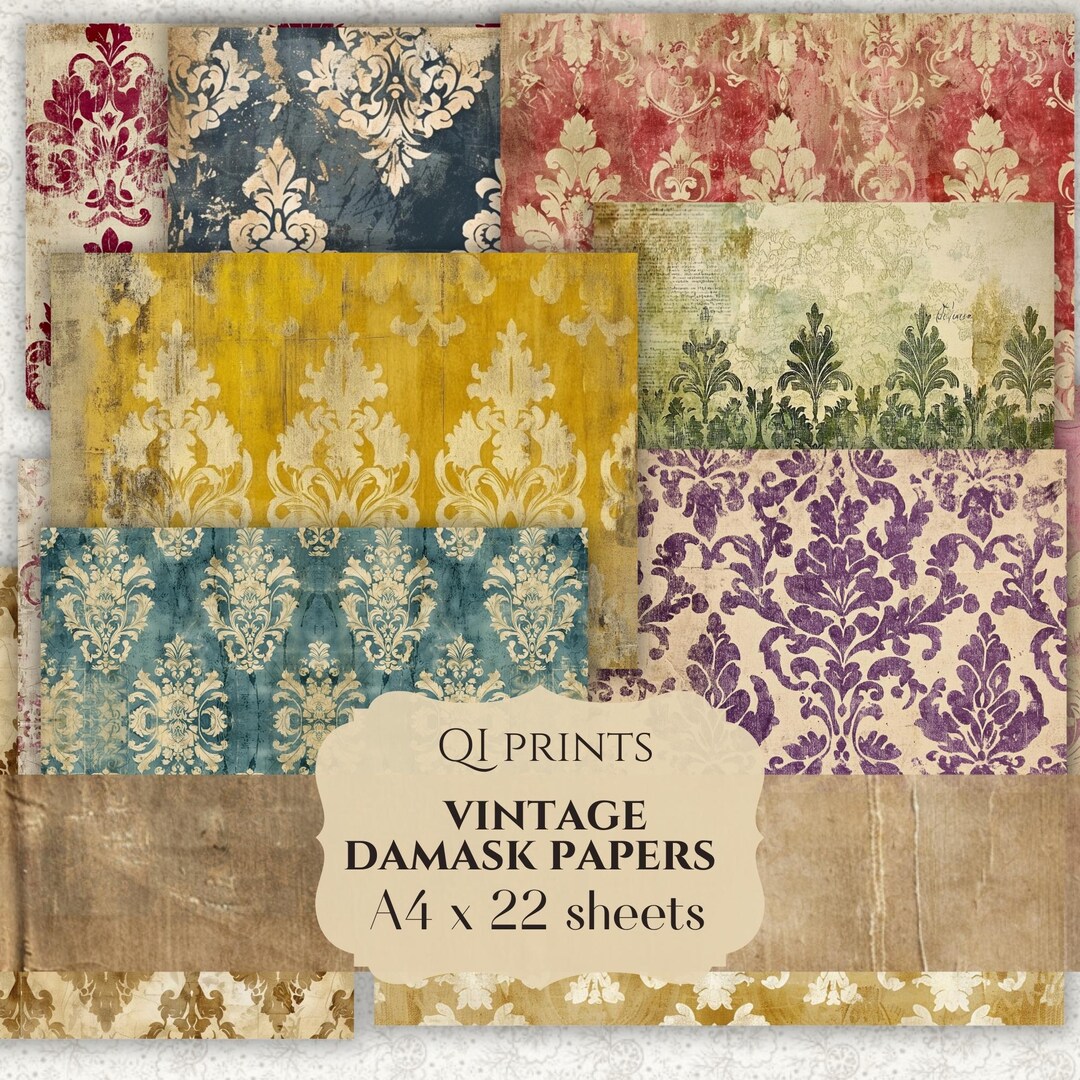 Vintage Damask Papers, Journal Papers, Digital Downloads, Journal Paper ...