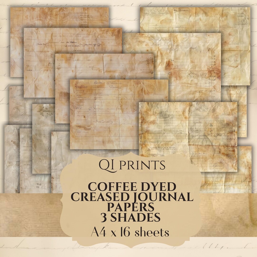 Coffee Dyed Digital Papers, Coffee Dyed Creased Papers, Printables ...