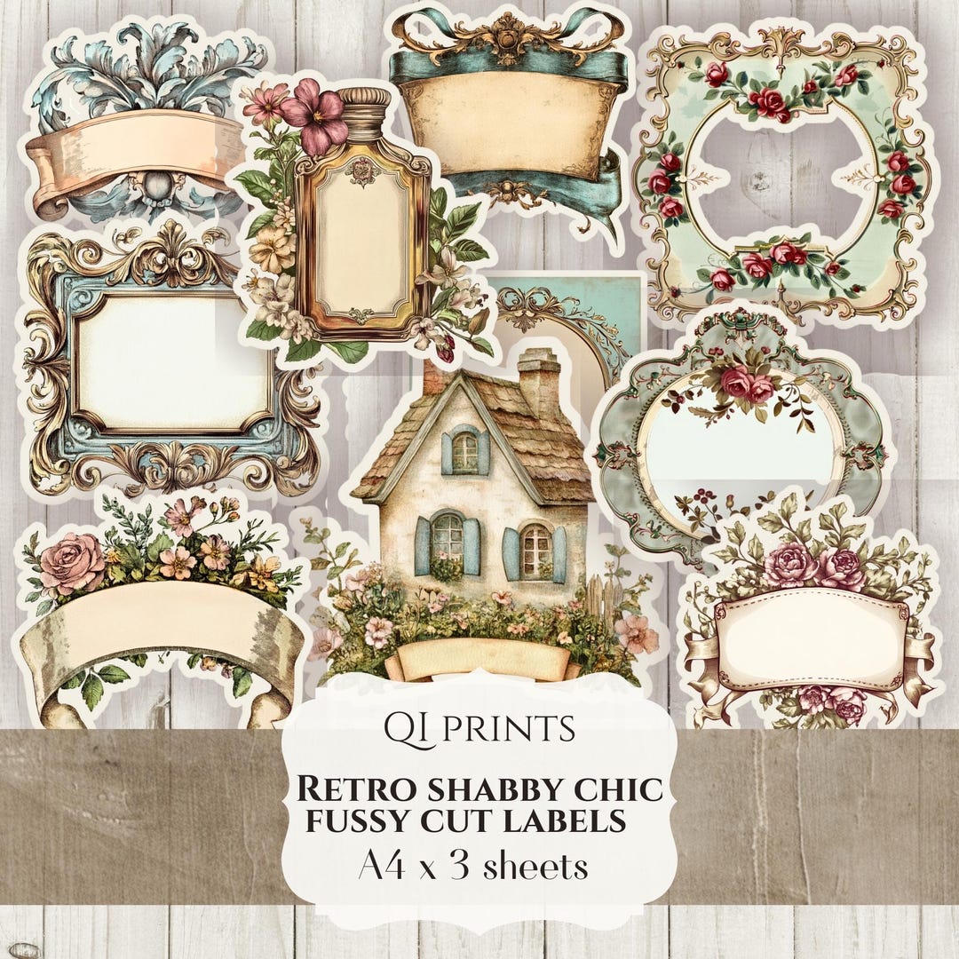 Retro Shabby Chic Labels, Vintage Labels, Junk Journal Digitals, Blue ...