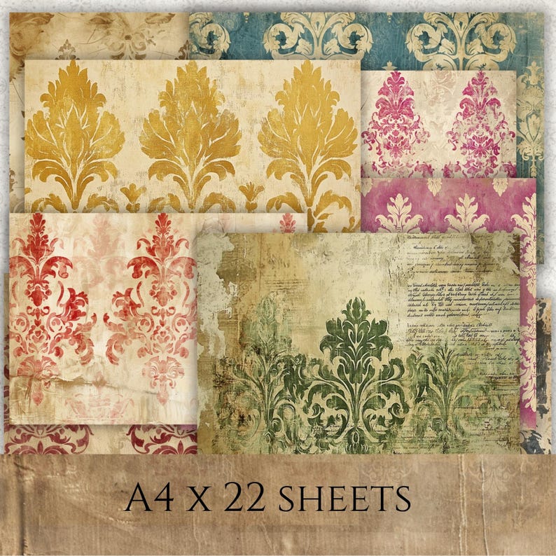 Vintage Damask Paper, Printable A4 Journal Pages (digital Download) - Etsy