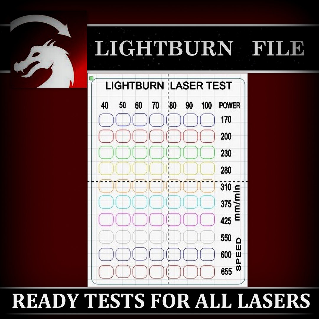 Lightburn Laser Test Card, Engraving and Cutting Material Test, SVG-DXF ...