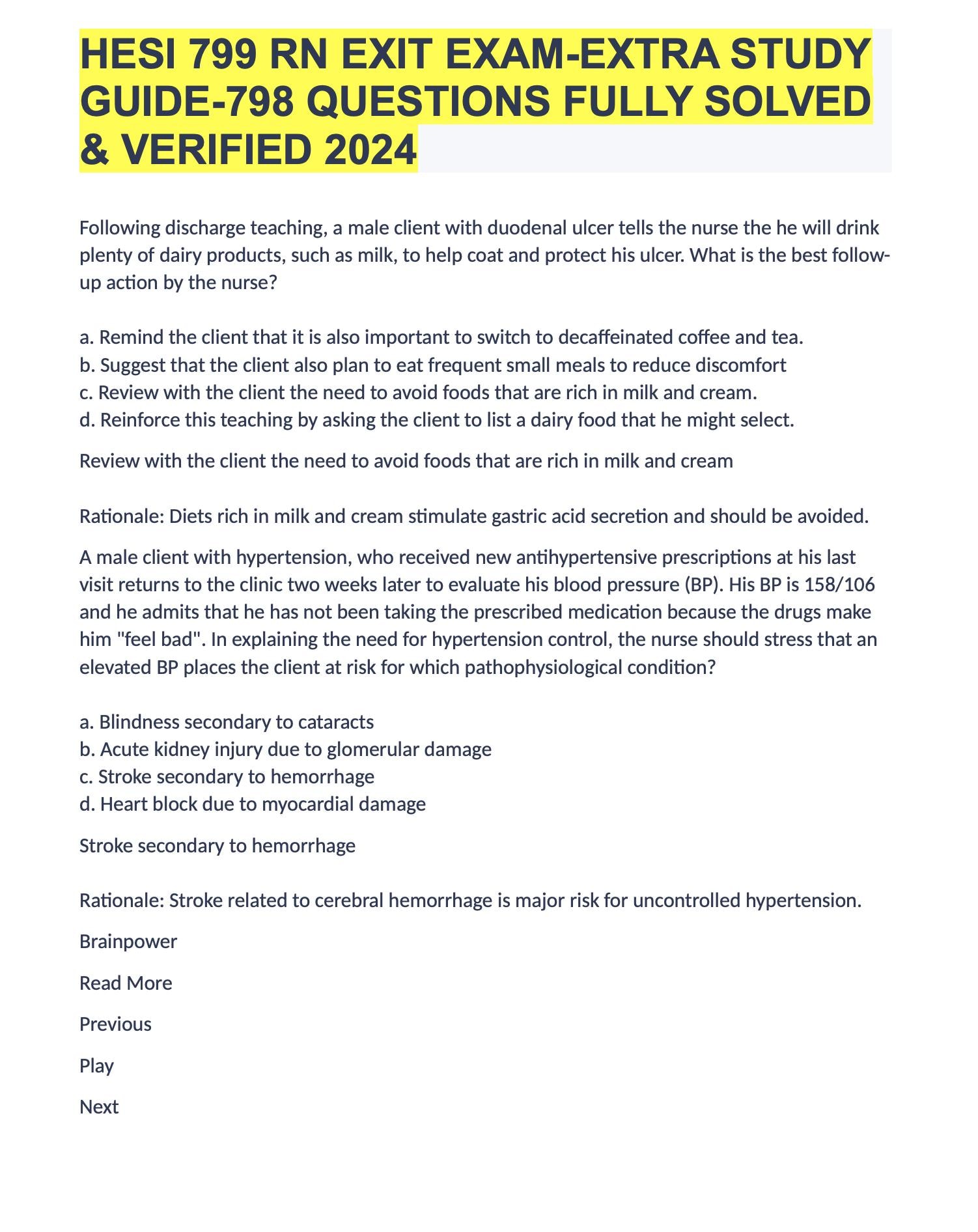 HESI RN Exit Exam Study Guide: 798 Solved Questions - Etsy