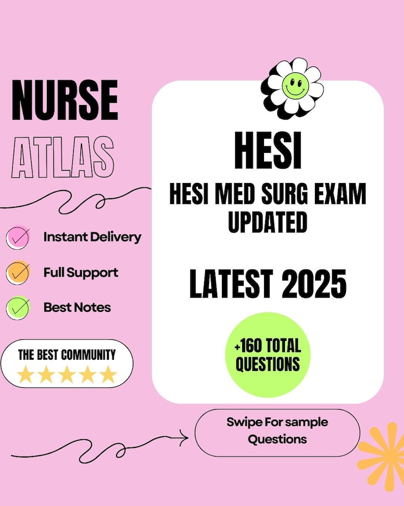HESI MED SURG Exam 2024 Updated - Etsy