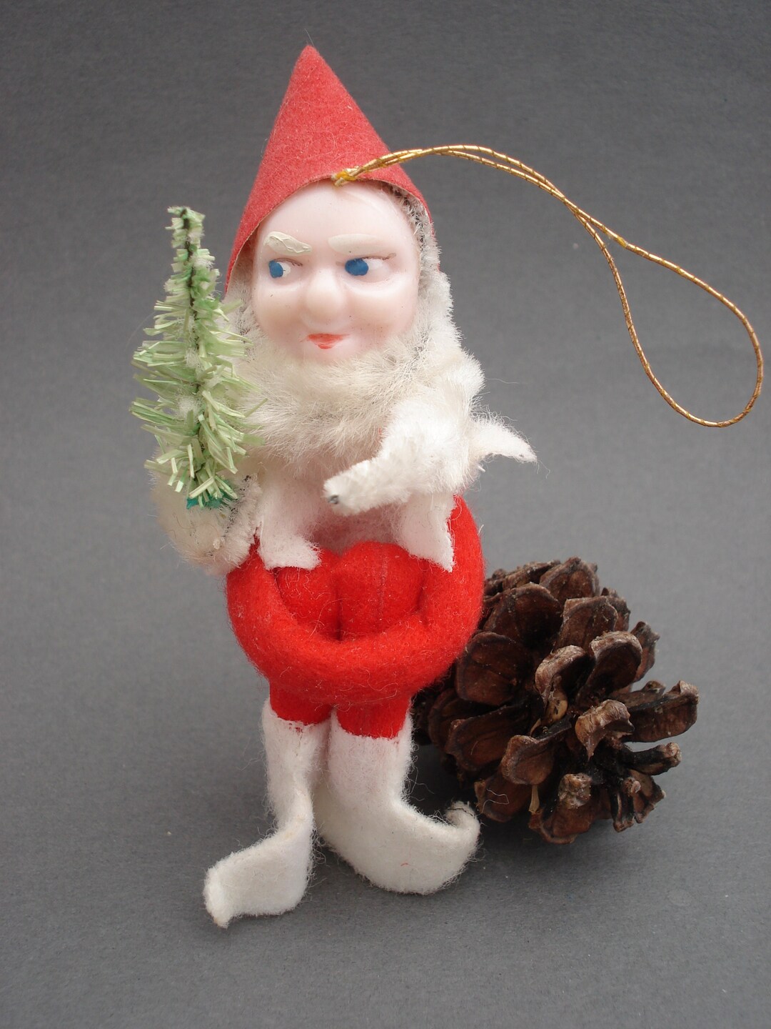 Vintage Chenille Pipe Cleaner Elf Ornament - Knee Hugger Elf Ornament ...
