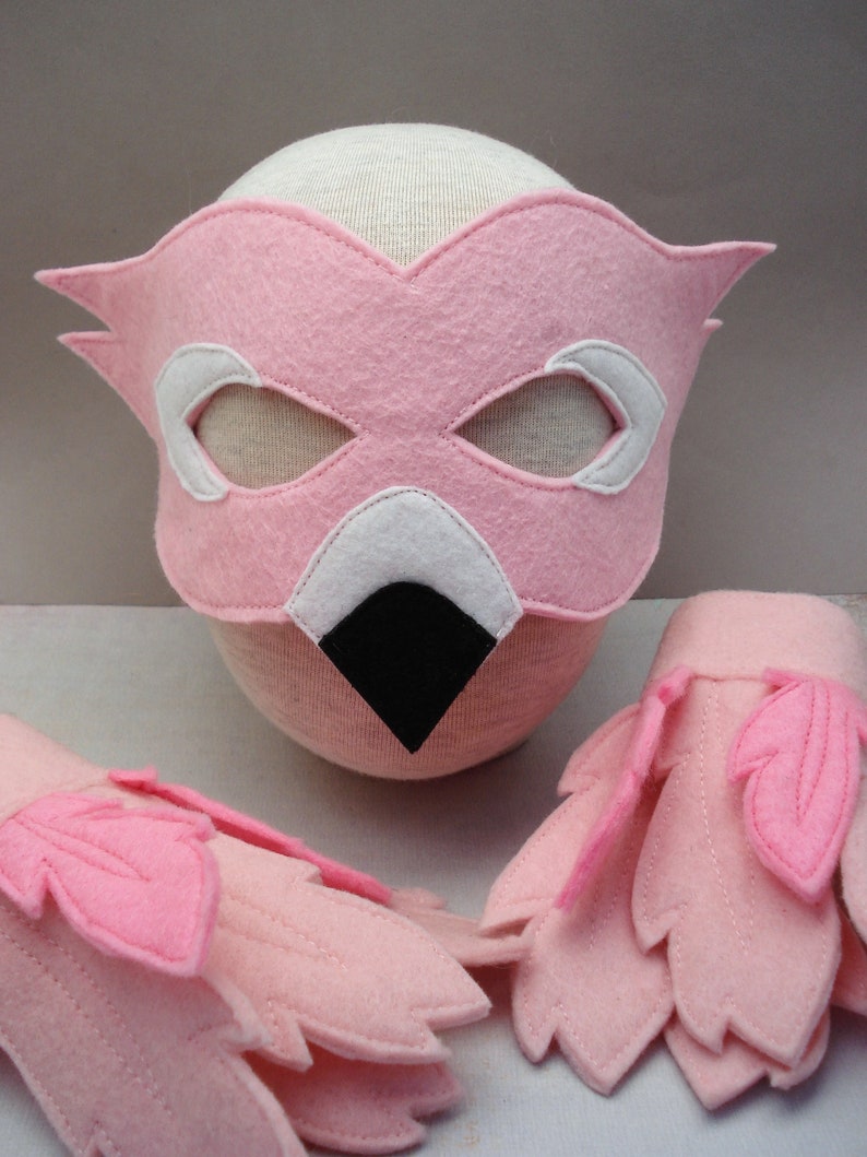 Pink Flamingo Mask Set Flamingo Feather Cuffs Flamingo - Etsy