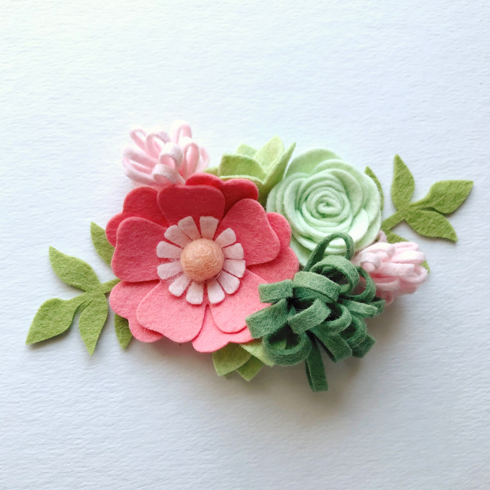 Mini Felt Flower Craft Kit Coral Sage - Etsy