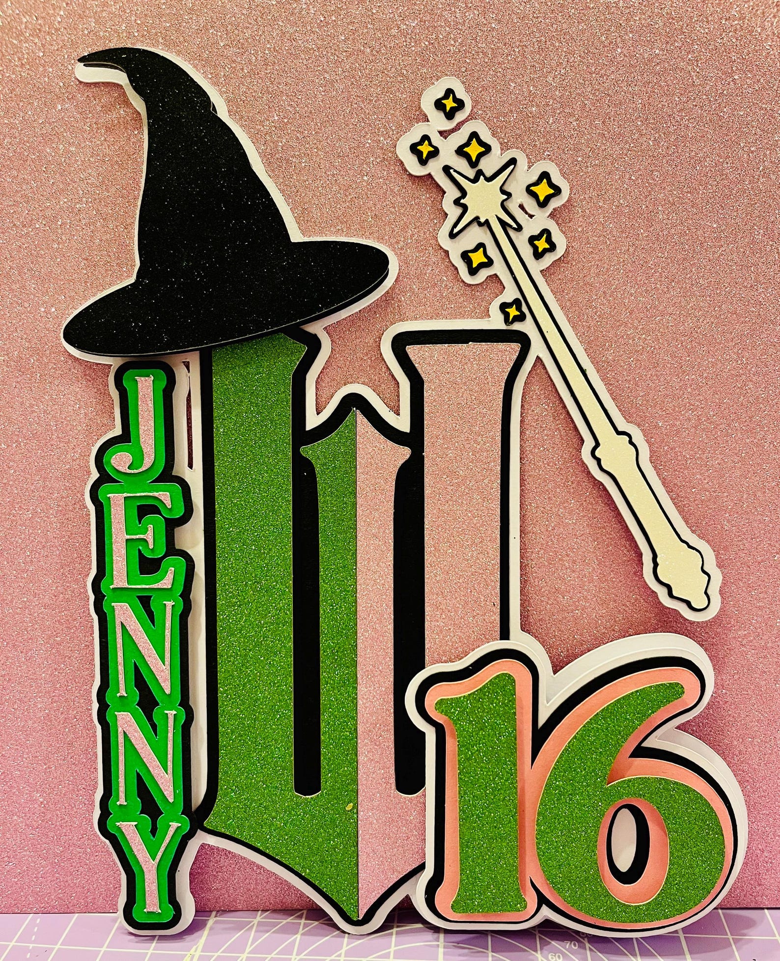 Elphaba & Glinda Inspired Wicked Cake Topper - Glitter - Age - Name ...