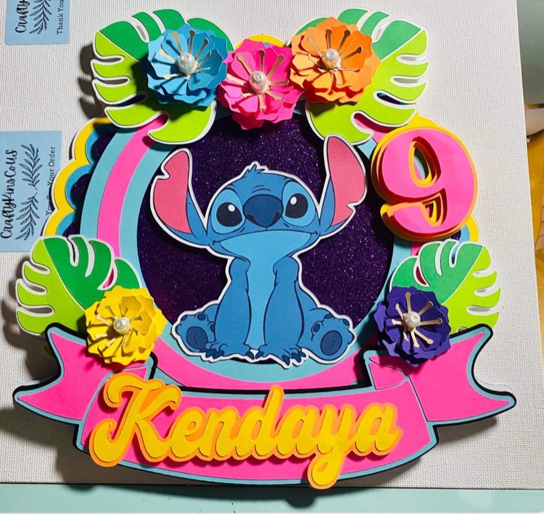Stitch - Floral - Cake Topper - Birthday - Children’s - Adult - - Etsy