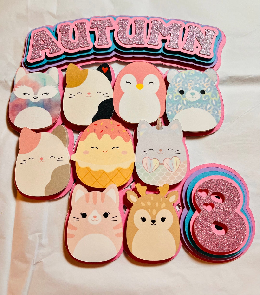 Squishmallow - Cake Topper - Birthday - Personalised - Choose Your Own ...