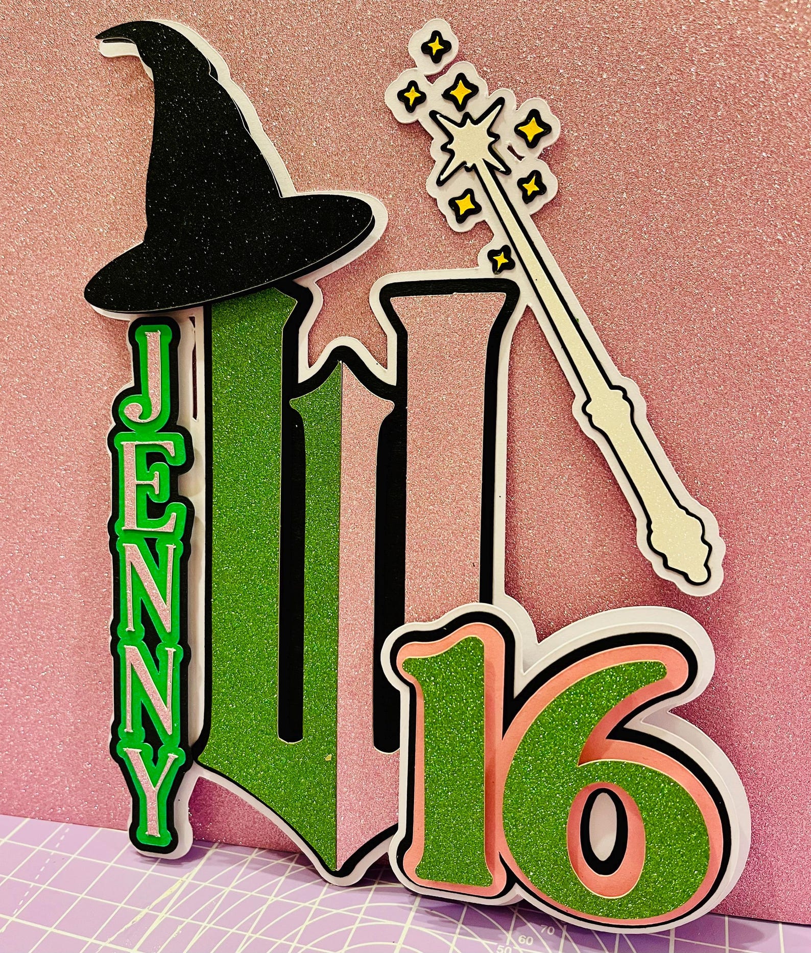 Elphaba & Glinda Inspired Wicked Cake Topper - Glitter - Age - Name ...