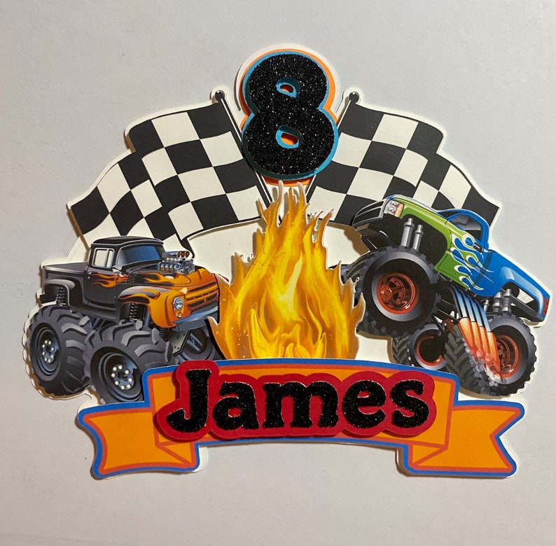 Monster Trucks - Jam - Monster Jam - Racing - Cake Topper - Birthday ...