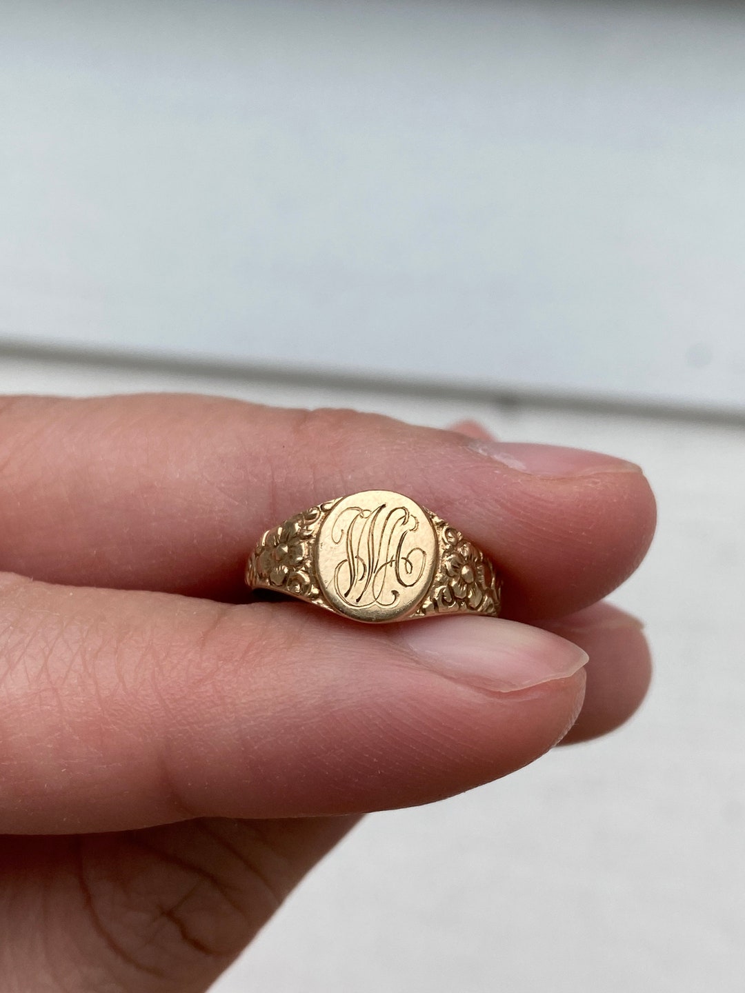 Antique Baby Forget-me-not Signet Ring 10k Solid Gold (victorian Era ...